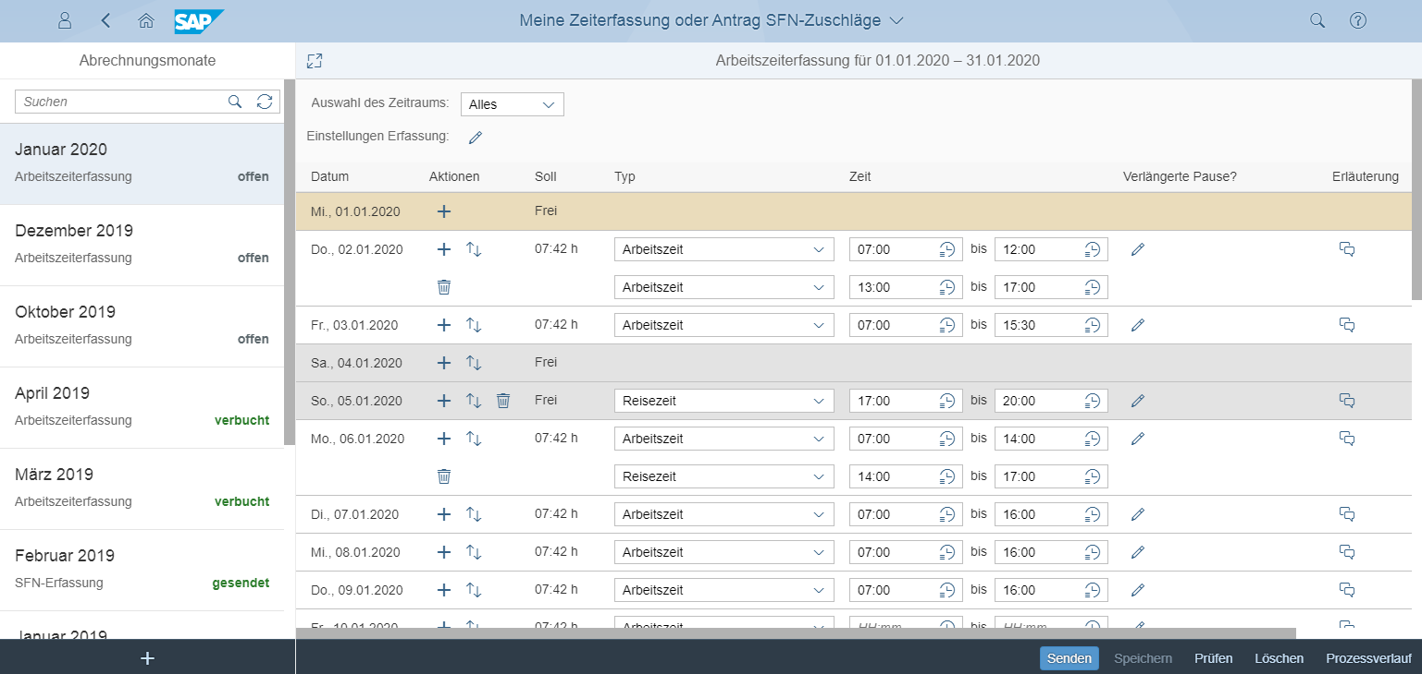 Fiori Zeiterfassung SAP HCM: TimeManager